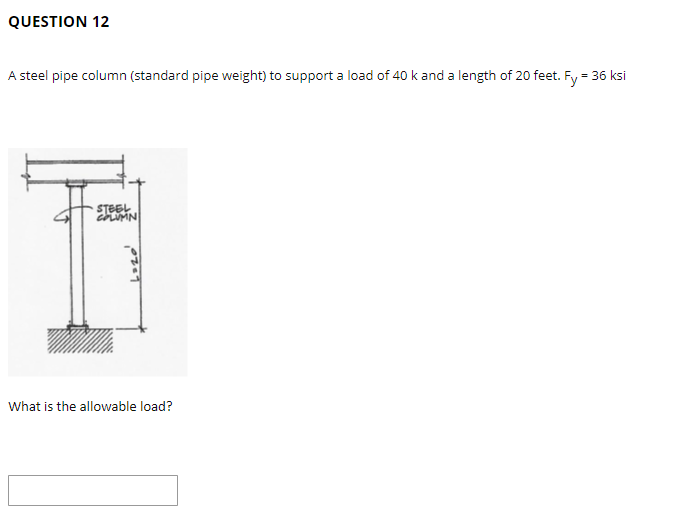 QUESTION 12 A steel pipe column (standard pipe | Chegg.com