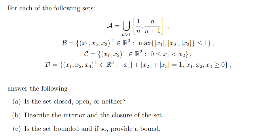 Solved For each of the following | Chegg.com