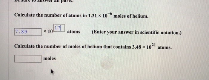 Solved Calculate the number of atoms in 1.31 x 10 6 moles of | Chegg.com