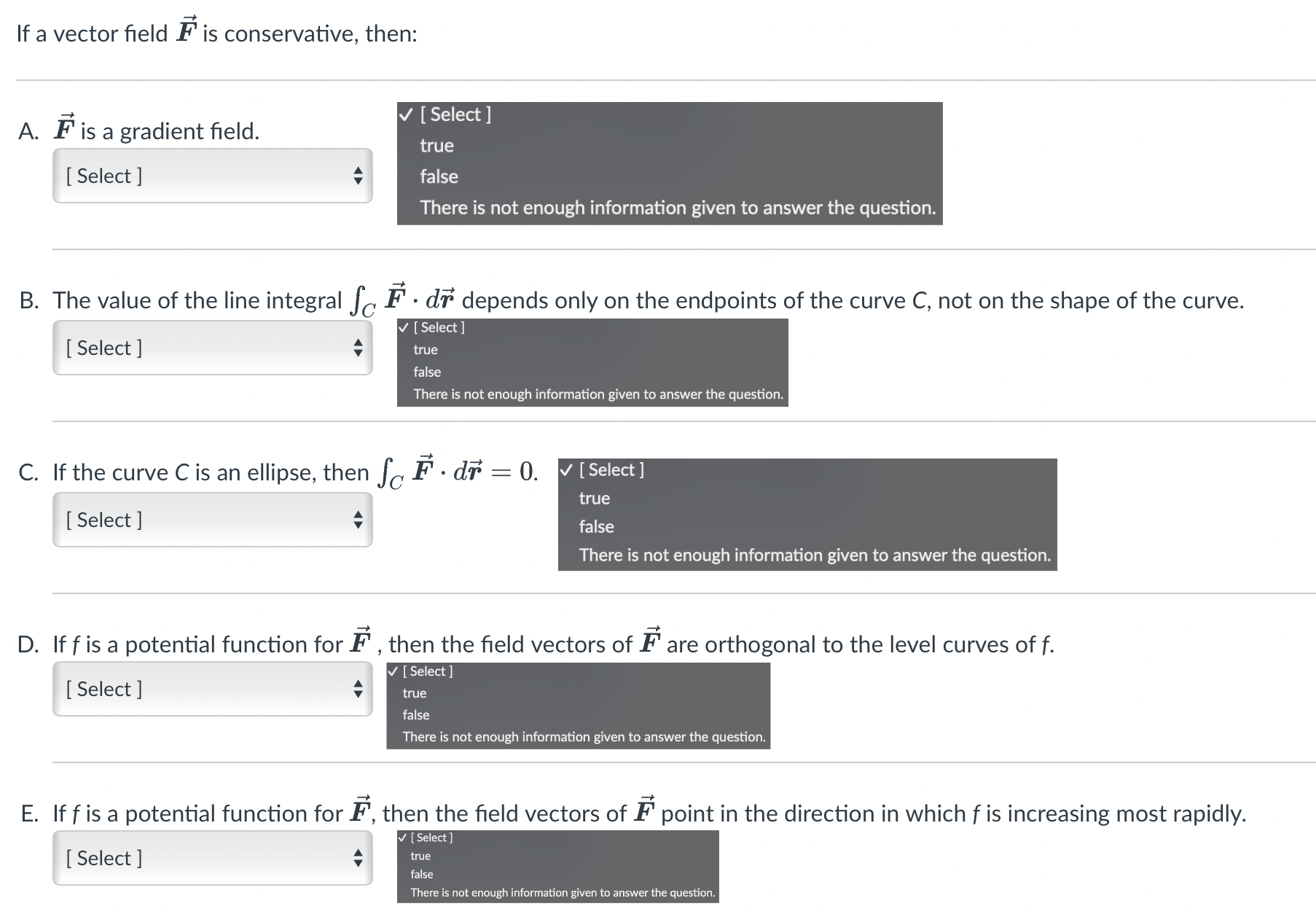 Solved A. ﻿vec(F) is ﻿a gradient field.~ | Chegg.com