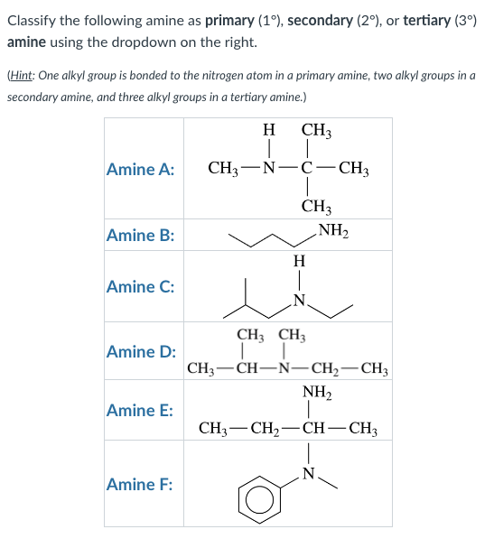 Solved Classify the following amine as primary (1∘), | Chegg.com