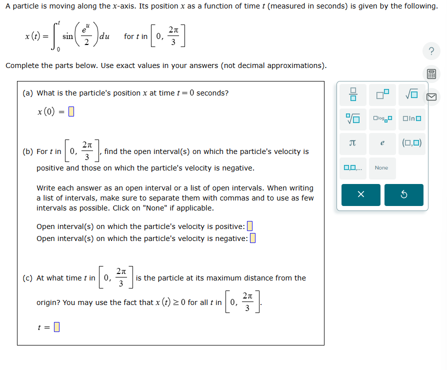 Solved A Particle Is ﻿moving Along The X Axis Its Position