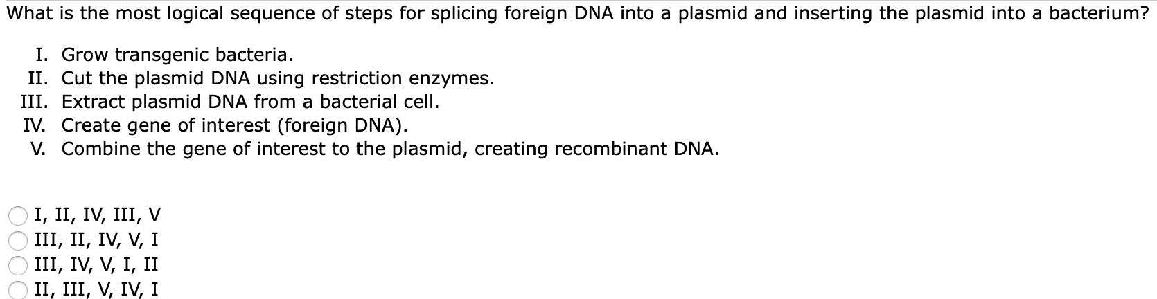 Solved What is the most logical sequence of steps for | Chegg.com