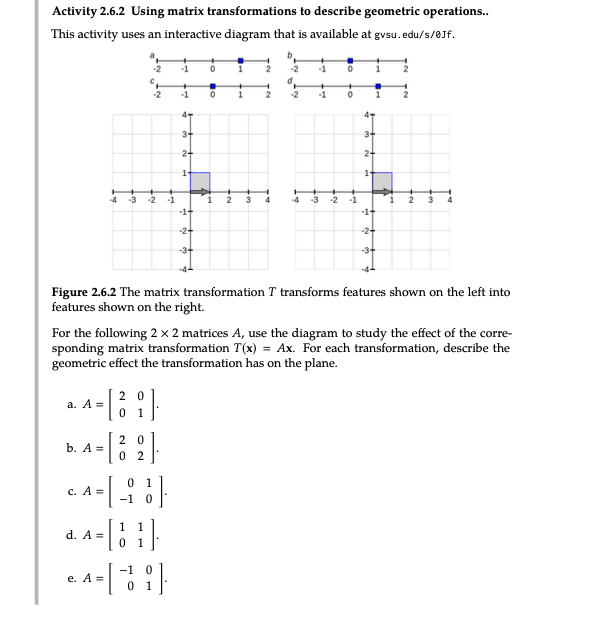 Solved Activity 2.6.2 ﻿Using matrix transformations to | Chegg.com