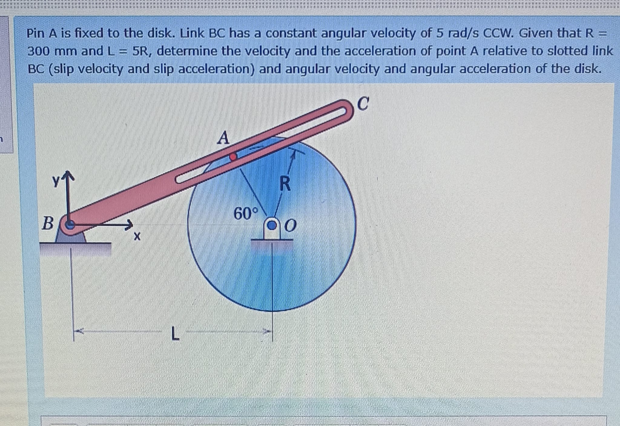 Pin A is fixed to the disk. Link BC has a constant | Chegg.com