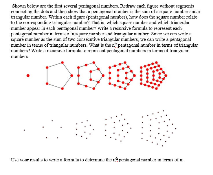 Shown below are the first several pentagonal numbers. | Chegg.com