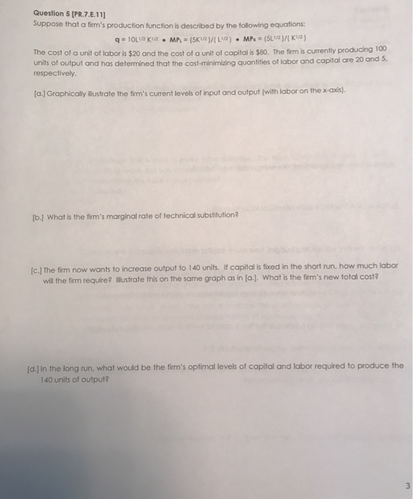 Solved Question 5 [PR.7.E.11 Suppose that a firm's | Chegg.com
