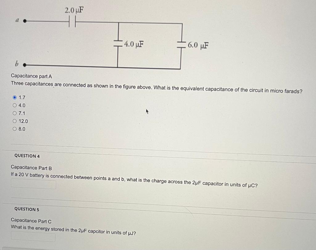 Solved Three capacitances are connected as shown in the | Chegg.com