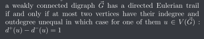 Prove that a non-Eulerian weakly connected digraph | Chegg.com