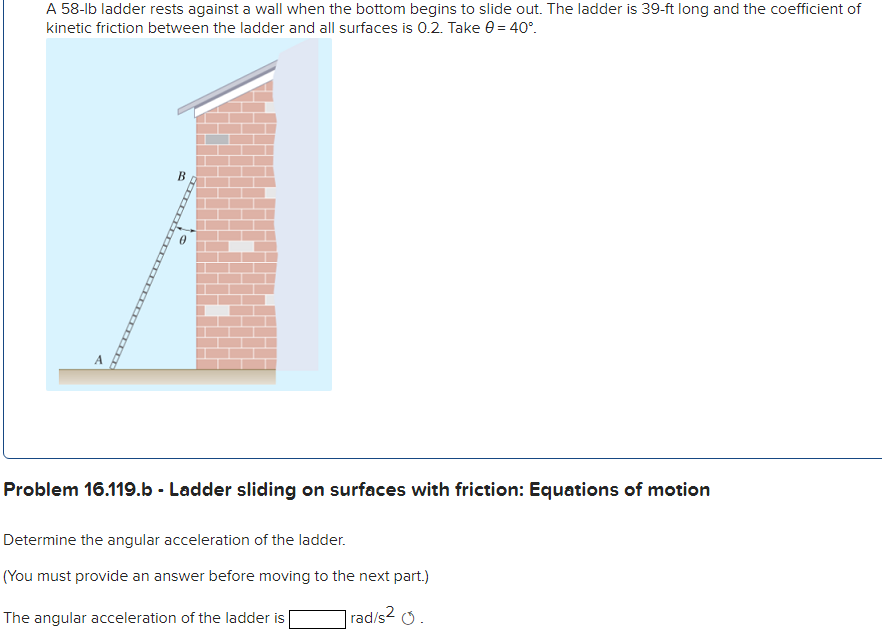 Solved A 58-b ladder rests against a wall when the bottom | Chegg.com
