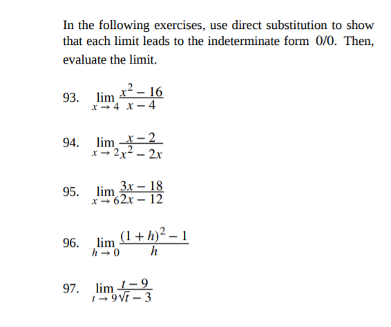 Solved In the following exercises, use direct substitution | Chegg.com