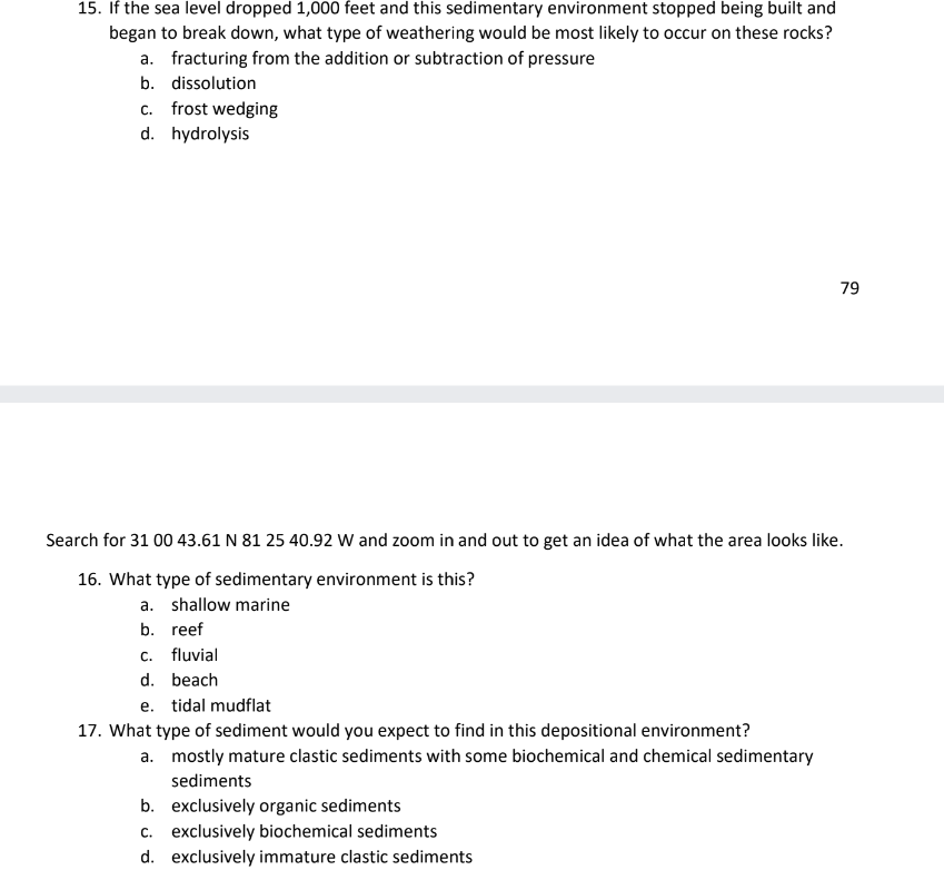 5.4 Laboratory Exercises 1. Locate your sedimentary | Chegg.com
