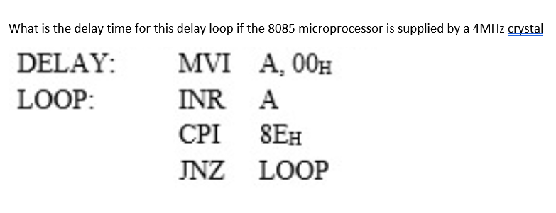 Solved What is the delay time for this delay loop if the | Chegg.com