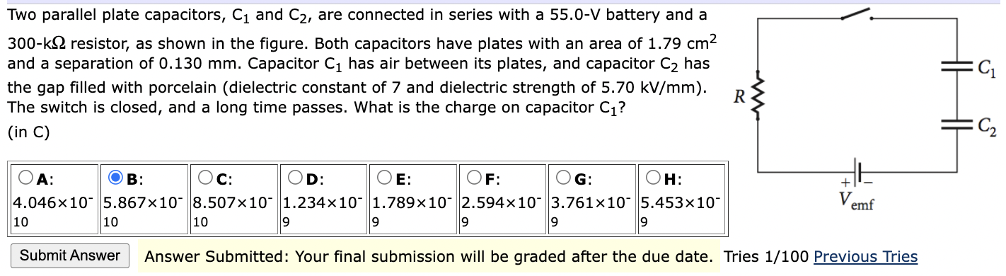 Solved Two Parallel Plate Capacitors C1 And C2 Are