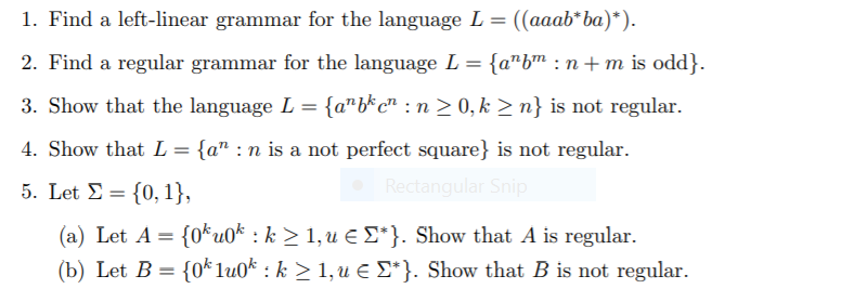Solved 1. Find a left-linear grammar for the language L = | Chegg.com