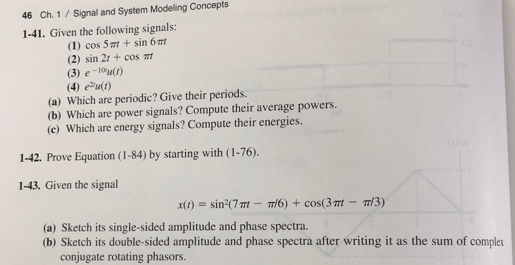 Solved 46 Ch. 1 Signal and System Modeling Concepts 1-41. | Chegg.com
