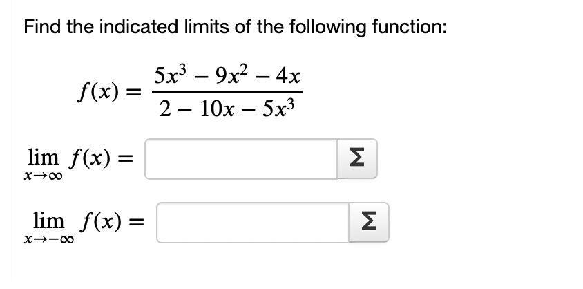 Solved Find the indicated limits of the following | Chegg.com
