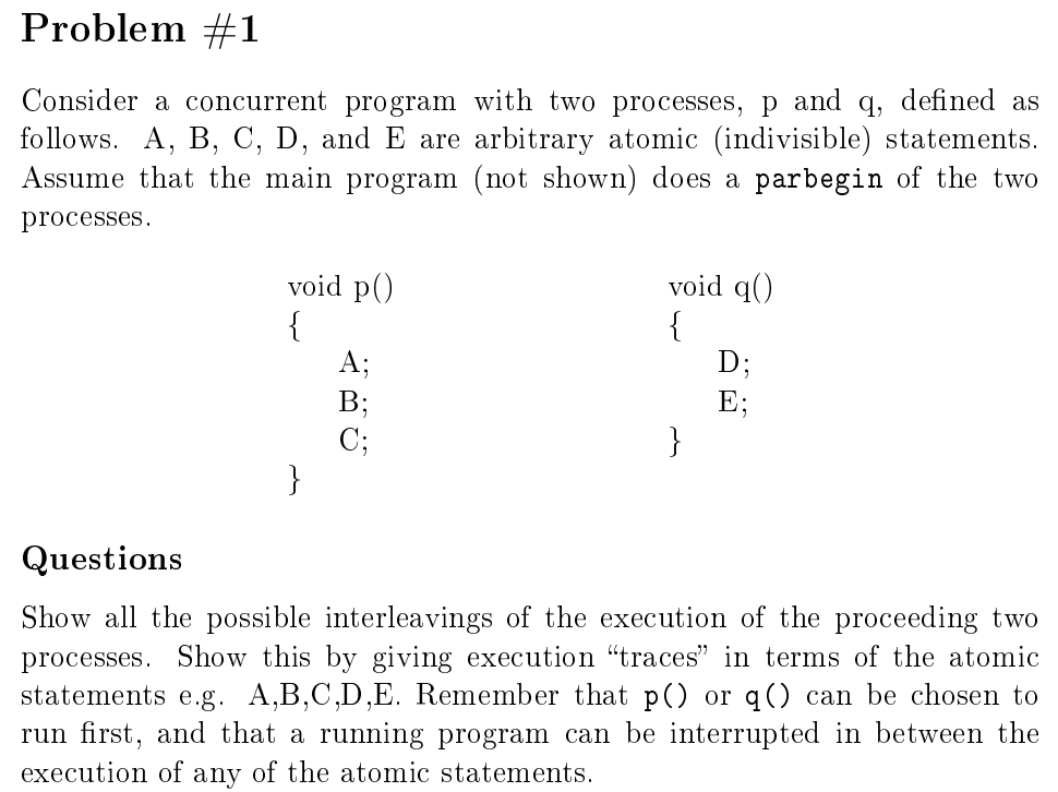 Solved Problem 1 Consider A Concurrent Program With Two 9283