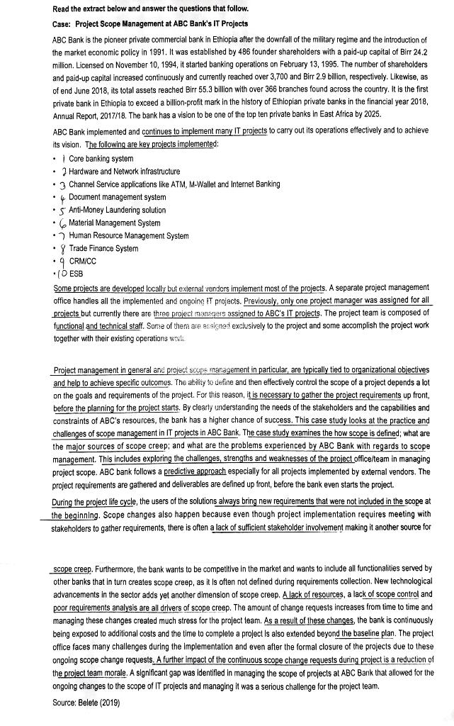 Solved Kindly assist, write a project scope statement for | Chegg.com