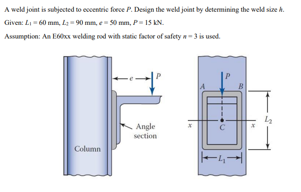 Solved A weld joint is subjected to eccentric force P. | Chegg.com