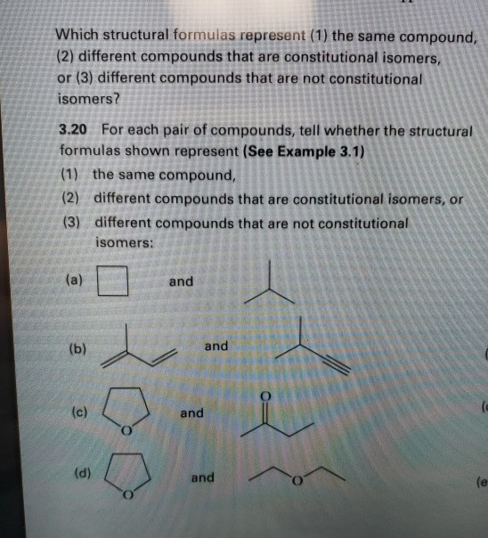 Solved Which structural formulas represent (1) the same | Chegg.com