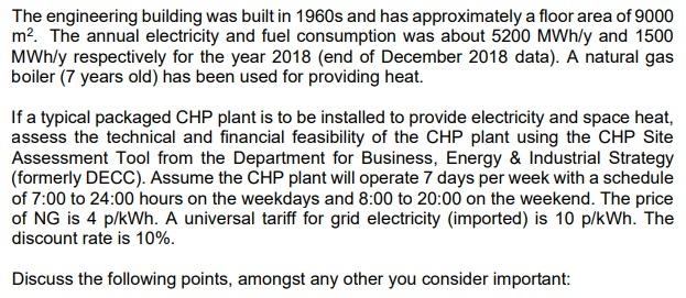Solved DESIGN OF A CHP SYSTEM FOR THE | Chegg.com
