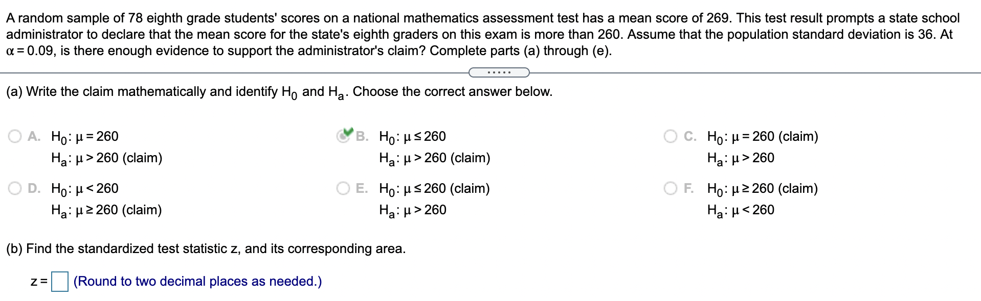 Solved A random sample of 78 eighth grade students' scores | Chegg.com