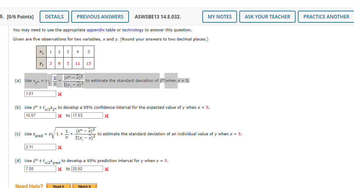Solved 5. [0/6 Points] DETAILS PREVIOUS ANSWERS ASWSBE13 | Chegg.com