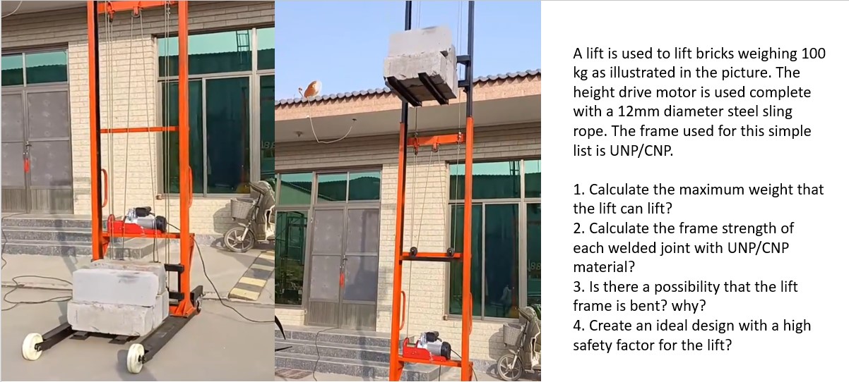 Solved A lift is used to lift bricks weighing 100 ﻿kg as | Chegg.com