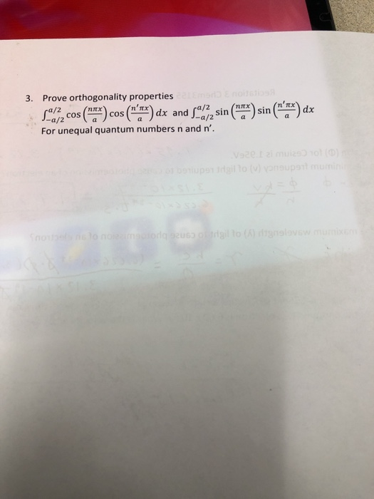 Solved 3. Prove orthogonality properties coscosdx and For | Chegg.com
