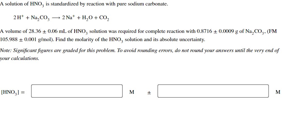 Solved A solution of HNO3 is standardized by reaction with | Chegg.com
