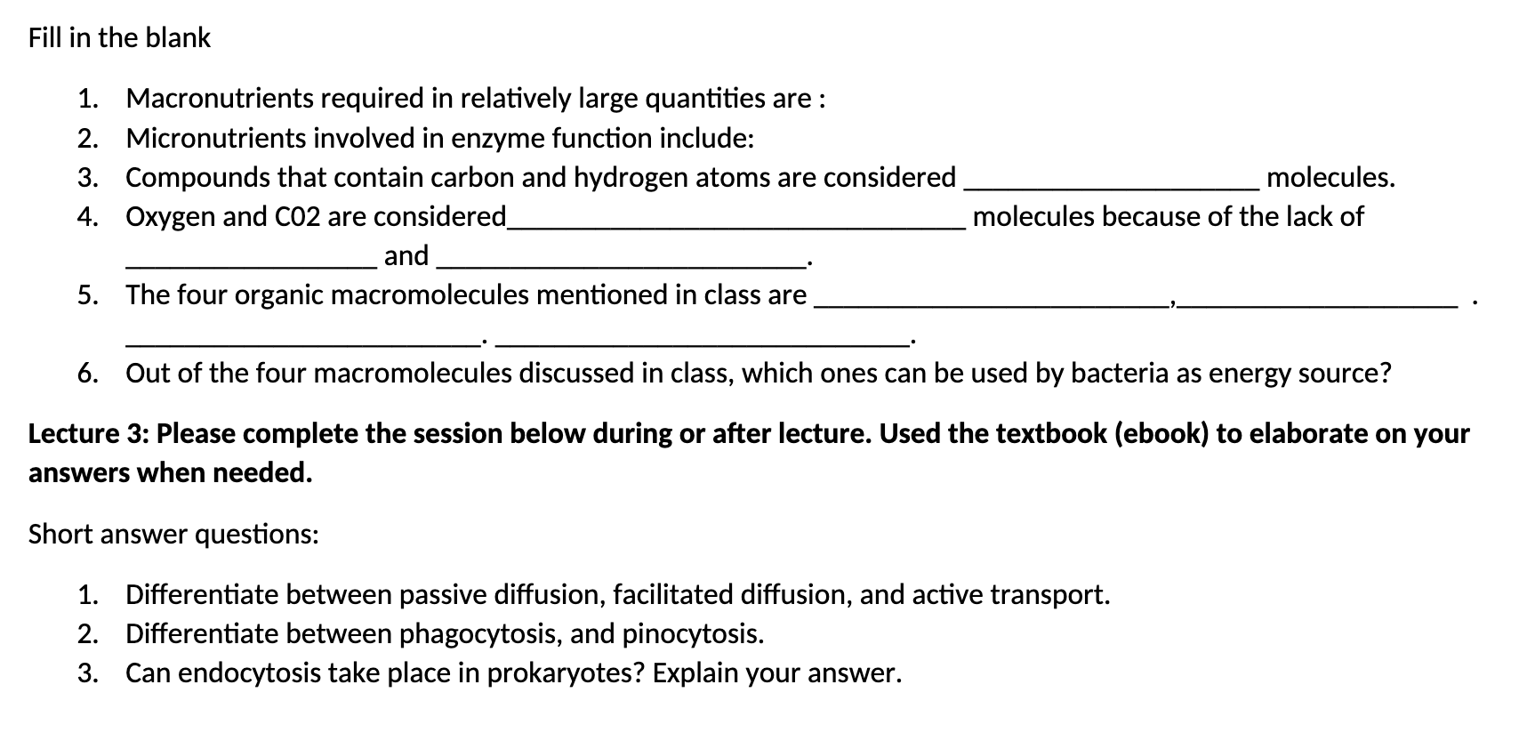 Solved Fill in the blank 1. Macronutrients required in | Chegg.com
