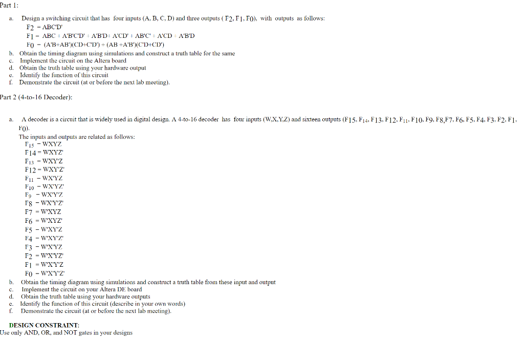 Solved Prelab Draw the logic circuit diagrams for equations | Chegg.com