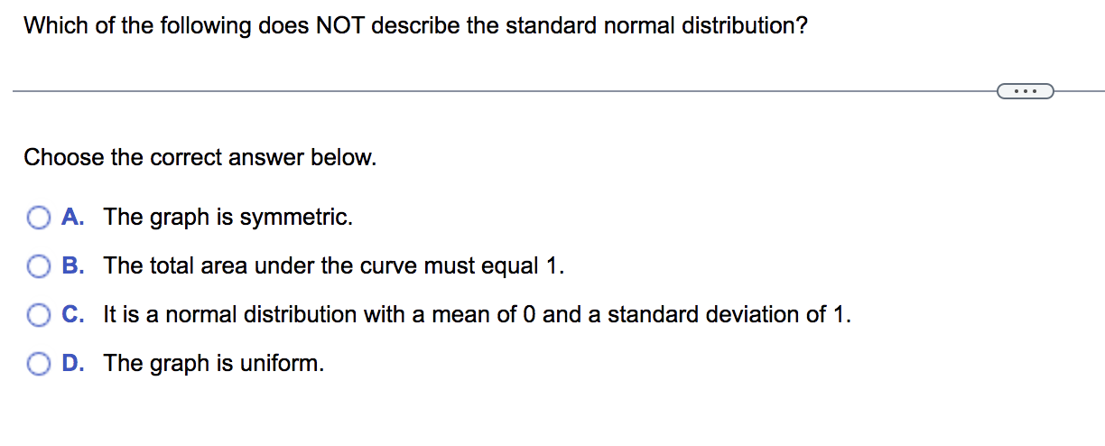 Solved Which of the following does NOT describe the standard | Chegg.com