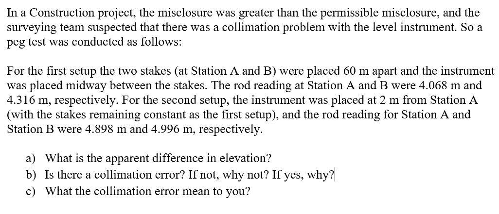 Solved In a Construction project, the misclosure was greater | Chegg.com