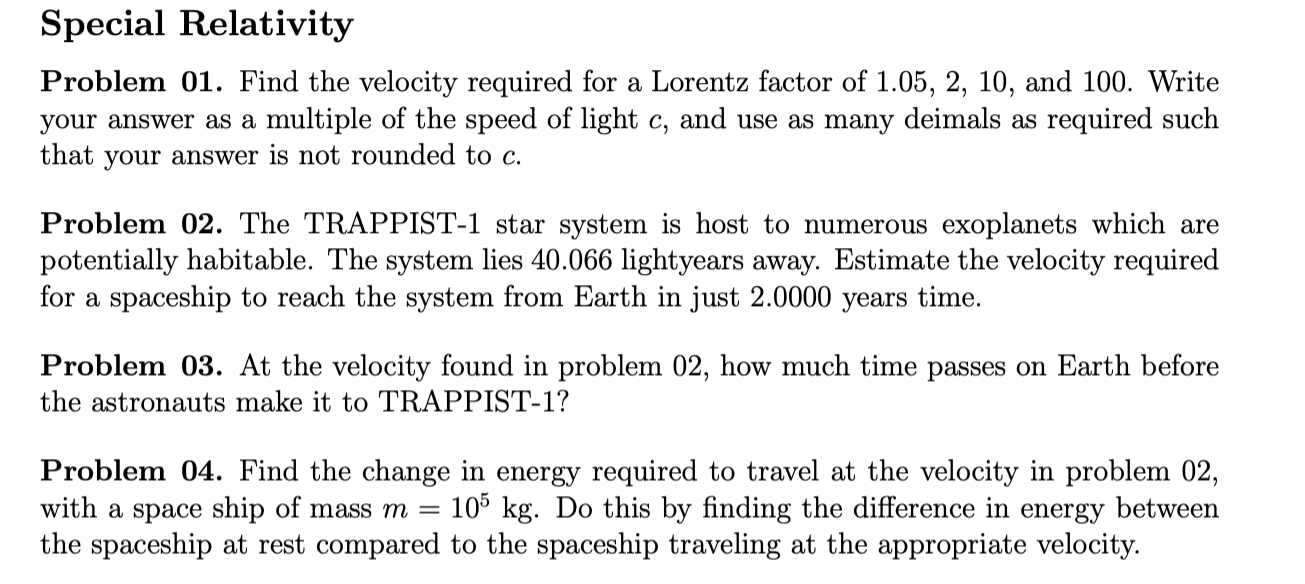 Solved Problem 01. Find the velocity required for a Lorentz | Chegg.com