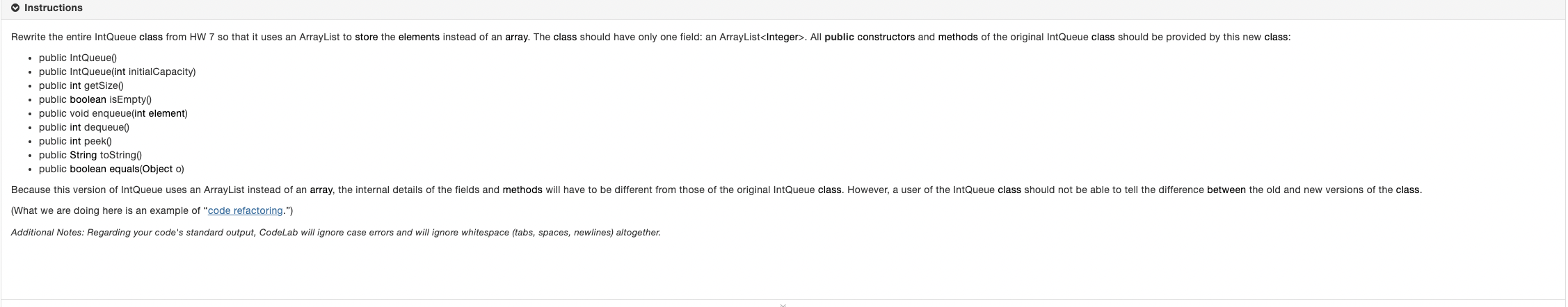 Solved - public IntQueue0 - public IntQueue(int | Chegg.com