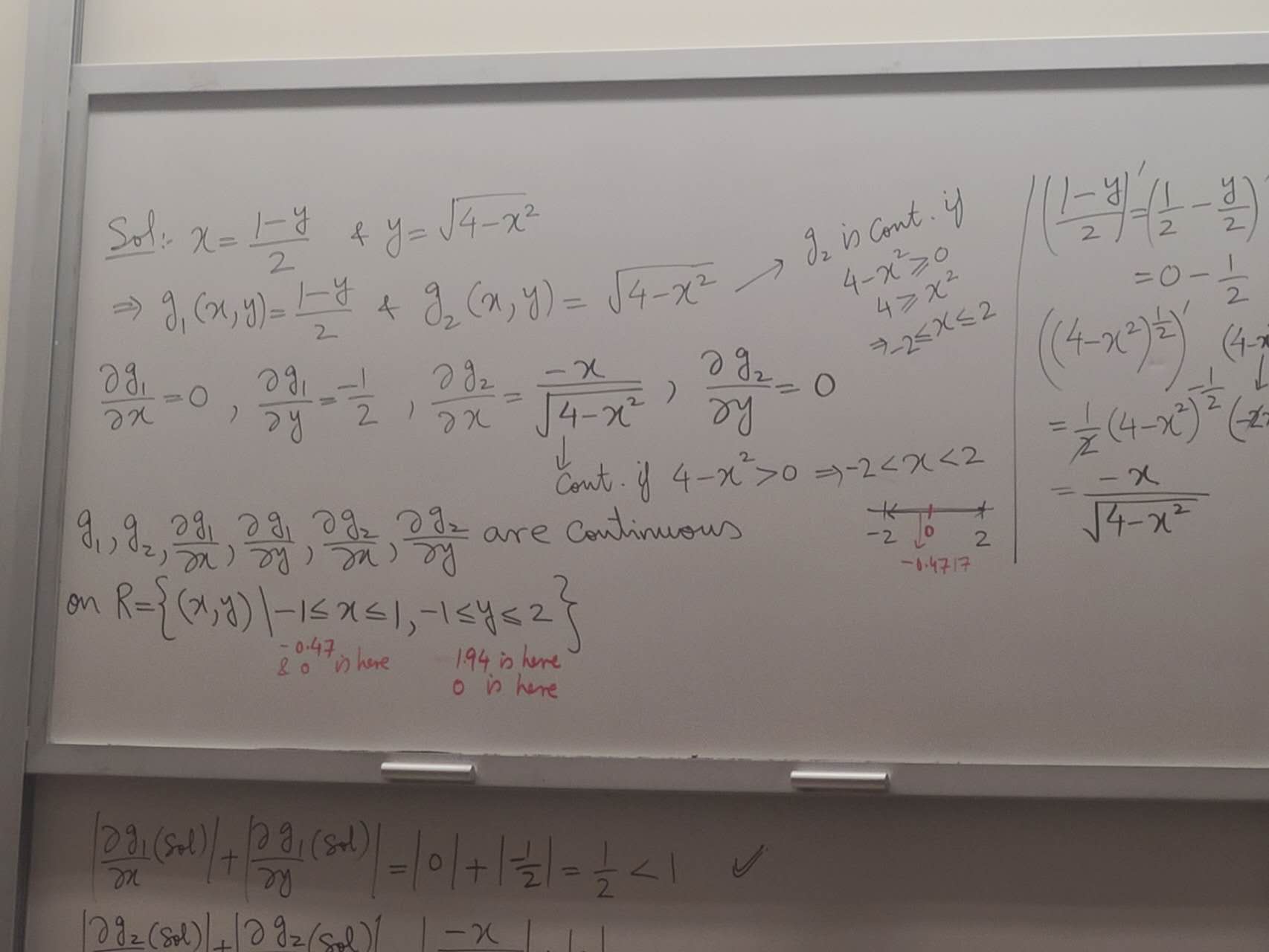 Solved please explain why dg1/dy=-1/2,and dg2/dy=0. | Chegg.com