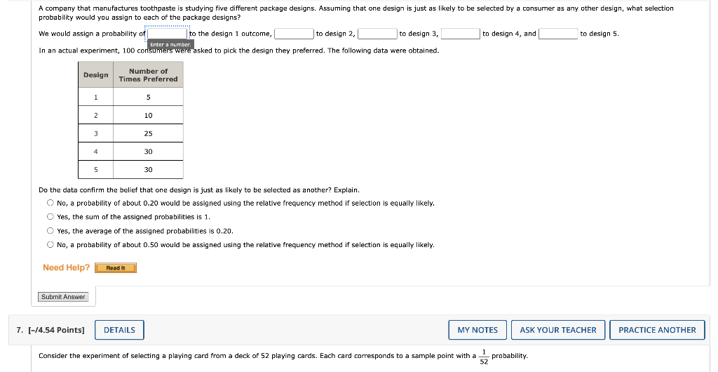 Solved probability would you assign to each of the package | Chegg.com