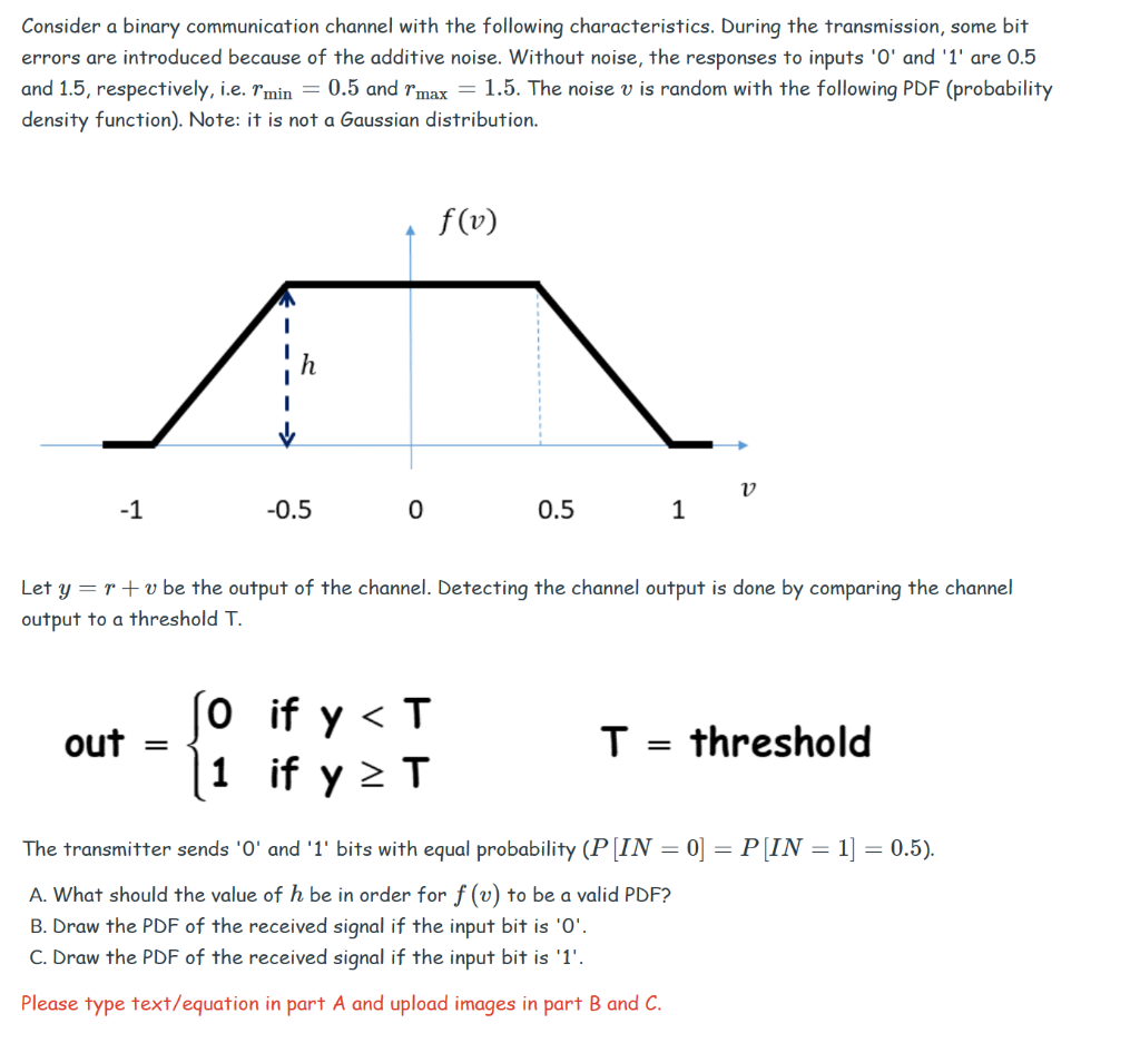 Solved Consider a binary communication channel with the | Chegg.com
