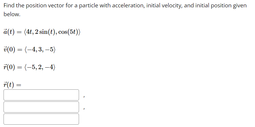 Solved Find the position vector for a particle with | Chegg.com