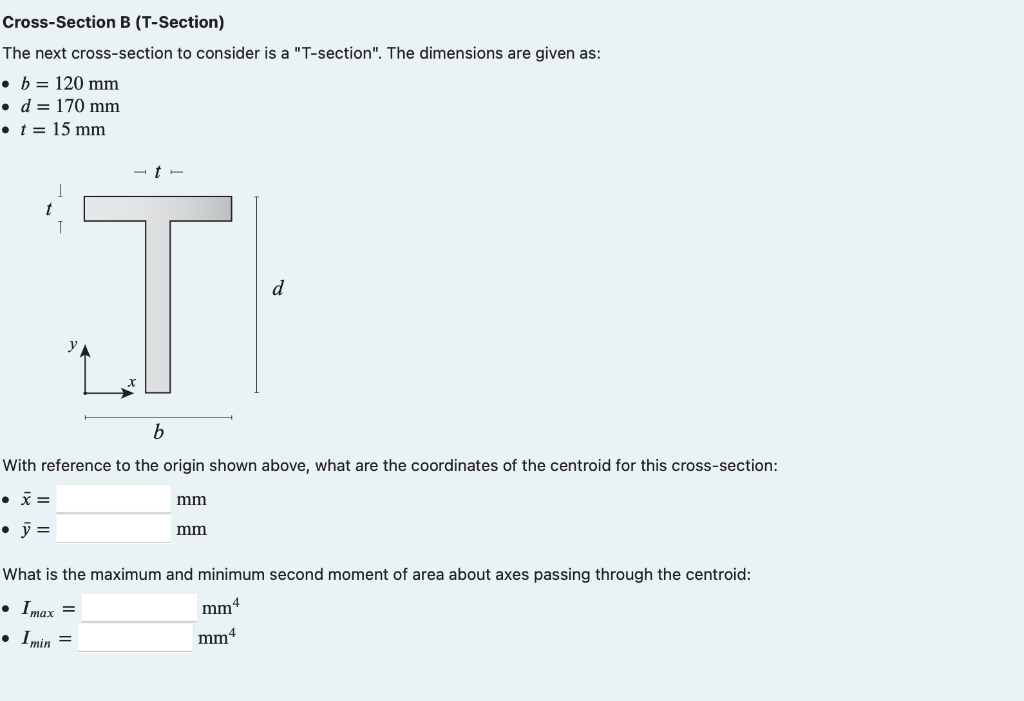 Solved Cross-Section B (T-Section) The next cross-section to | Chegg.com