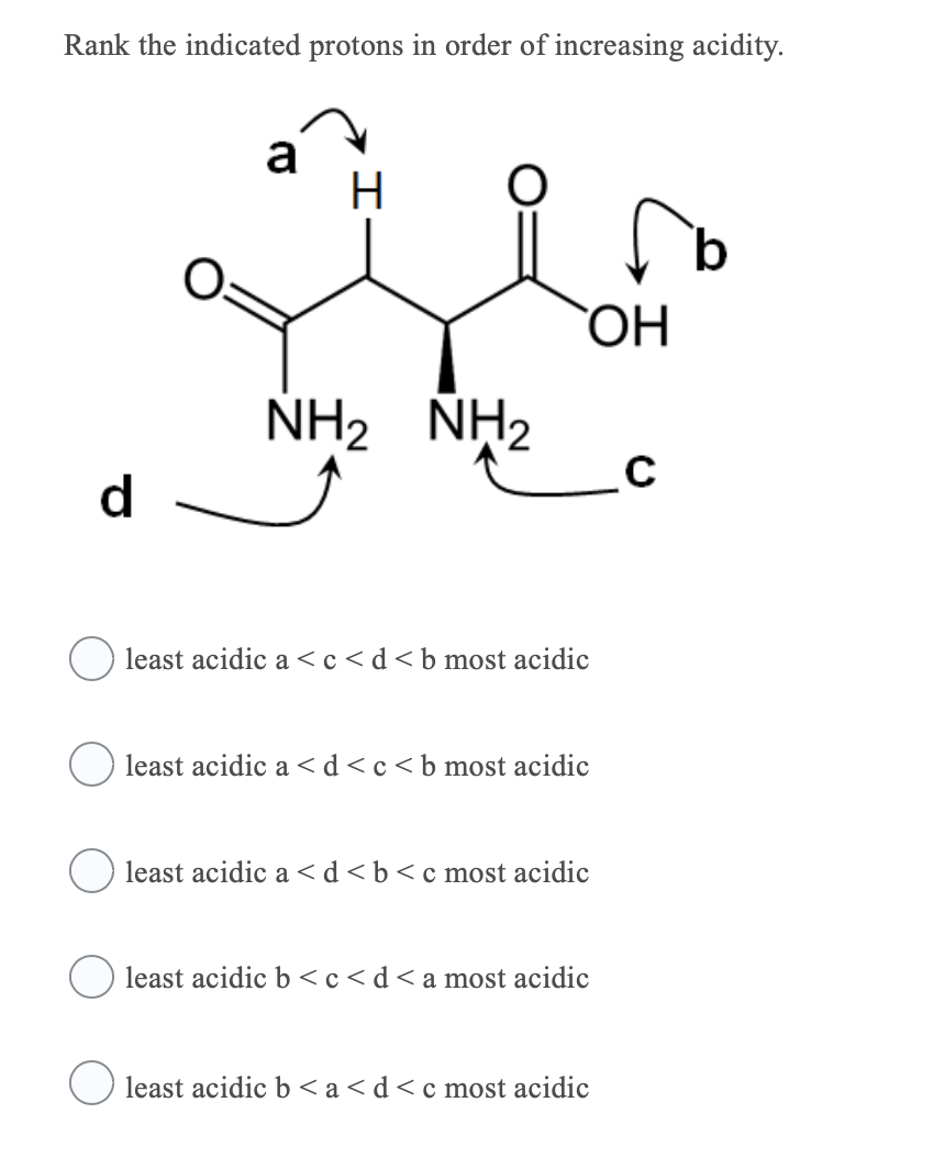 Solved Rank the indicated protons in order of increasing | Chegg.com