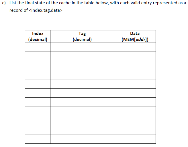 Solved For a direct-mapped cache design with a 32-bit | Chegg.com