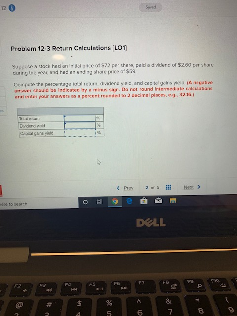 Solved Problem 12-3 Return Calculations (L01) Suppose a | Chegg.com