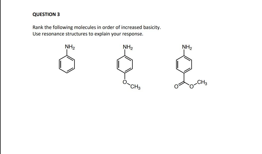 Solved Rank the following molecules in order of increased | Chegg.com
