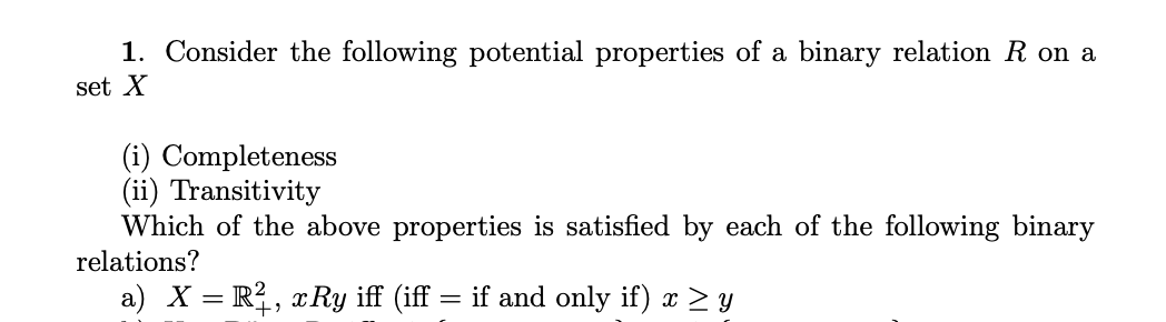 Solved 1. Consider the following potential properties of a | Chegg.com