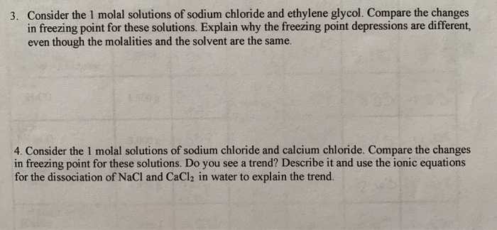 Solved Consider the 1 molal solutions of sodium chloride and | Chegg.com