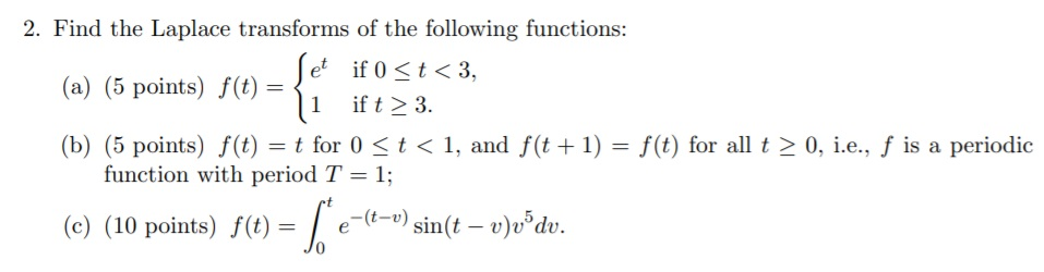 Solved 2. Find the Laplace transforms of the following | Chegg.com