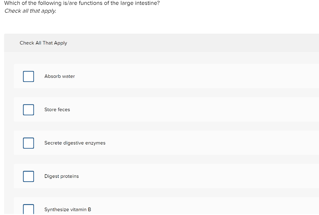 Solved Which of the following is/are functions of the large | Chegg.com